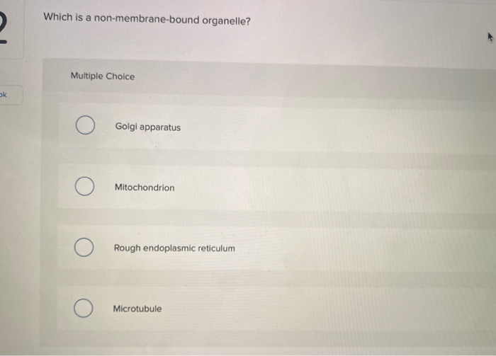 Solved Which is a non-membrane-bound organelle? Multiple | Chegg.com