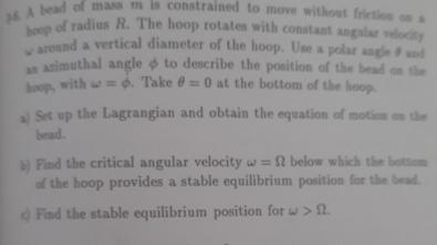 Solved is A fead of mass m is constrained to move without | Chegg.com