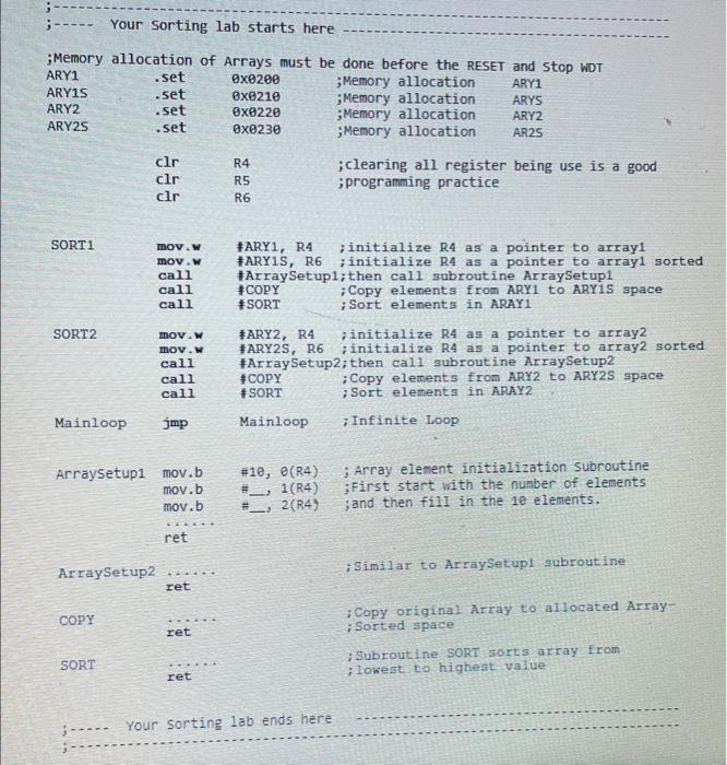 Solved Complete this MSP430 assembly language program where | Chegg.com