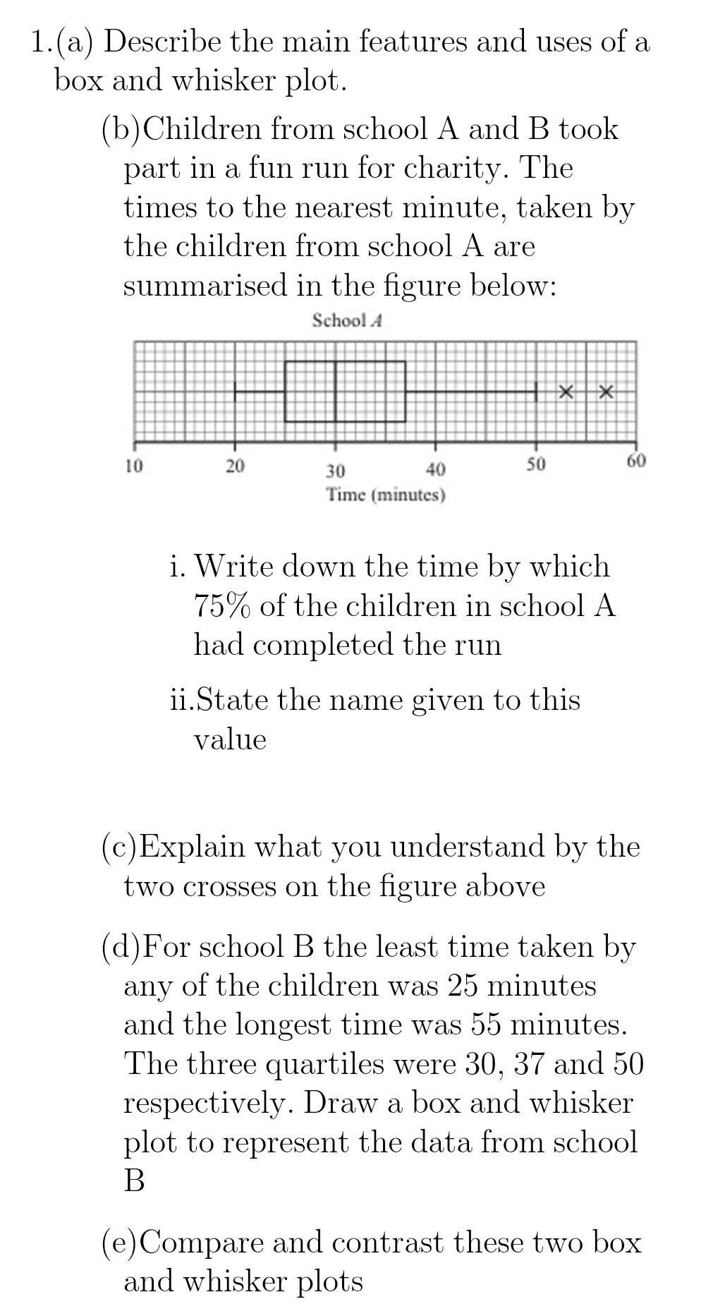 Solved 1.(a) Describe the main features and uses of a box | Chegg.com