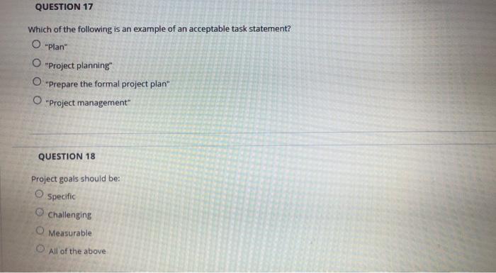Solved When creating a project definition, it is important | Chegg.com