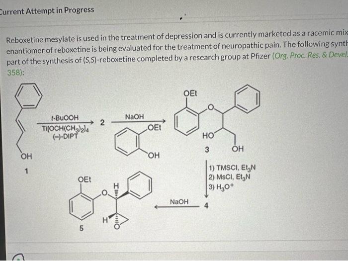 Solved Reboxetine mesylate is used in the treatment of | Chegg.com