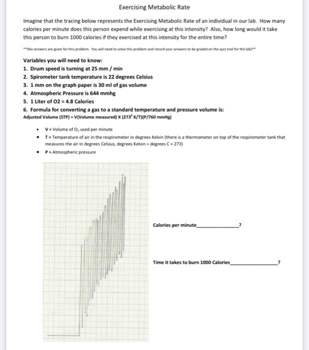 Solved Exercising Metabolic Rate Imagine that the tracing | Chegg.com