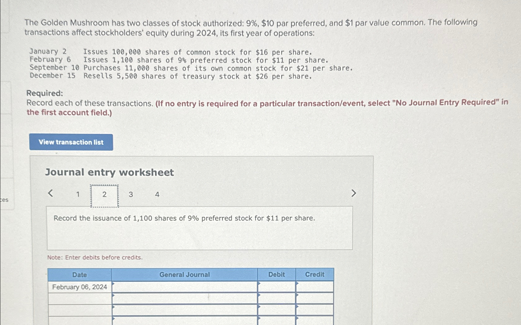 Solved The Golden Mushroom has two classes of stock | Chegg.com