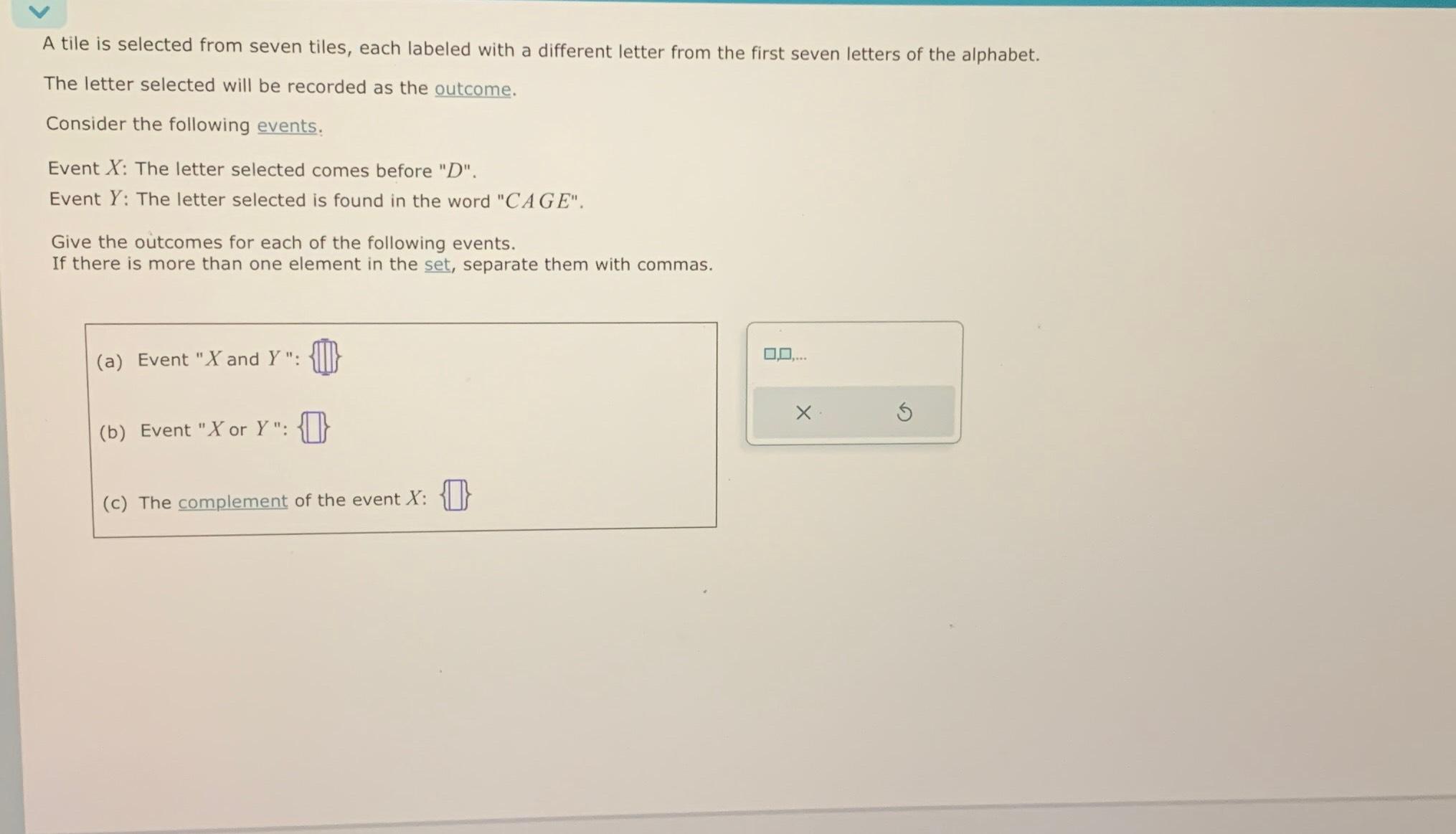 Solved A tile is selected from seven tiles, each labeled | Chegg.com
