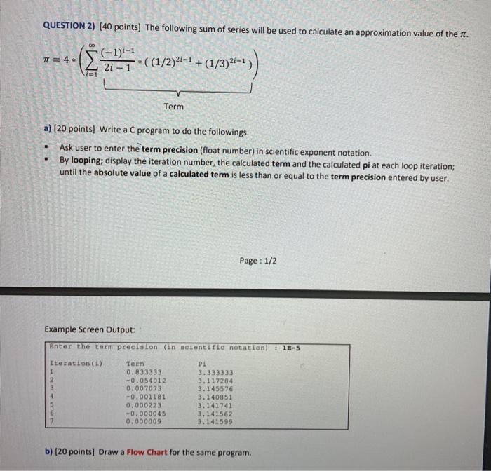 Solved QUESTION 2) (40 points) The following sum of series | Chegg.com