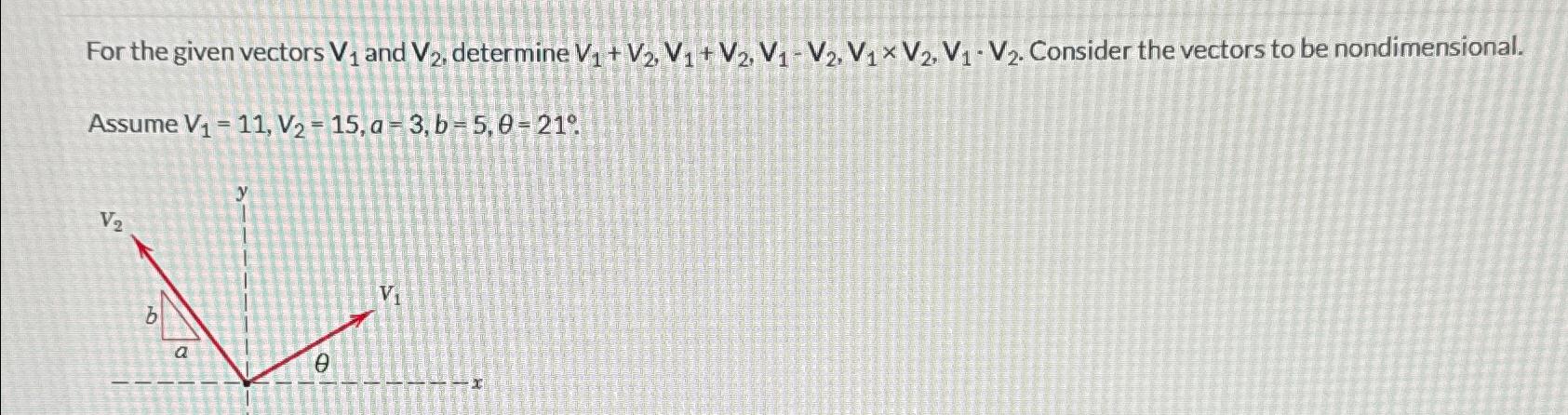 Solved For the given vectors V1 ﻿and V2, ﻿determine | Chegg.com
