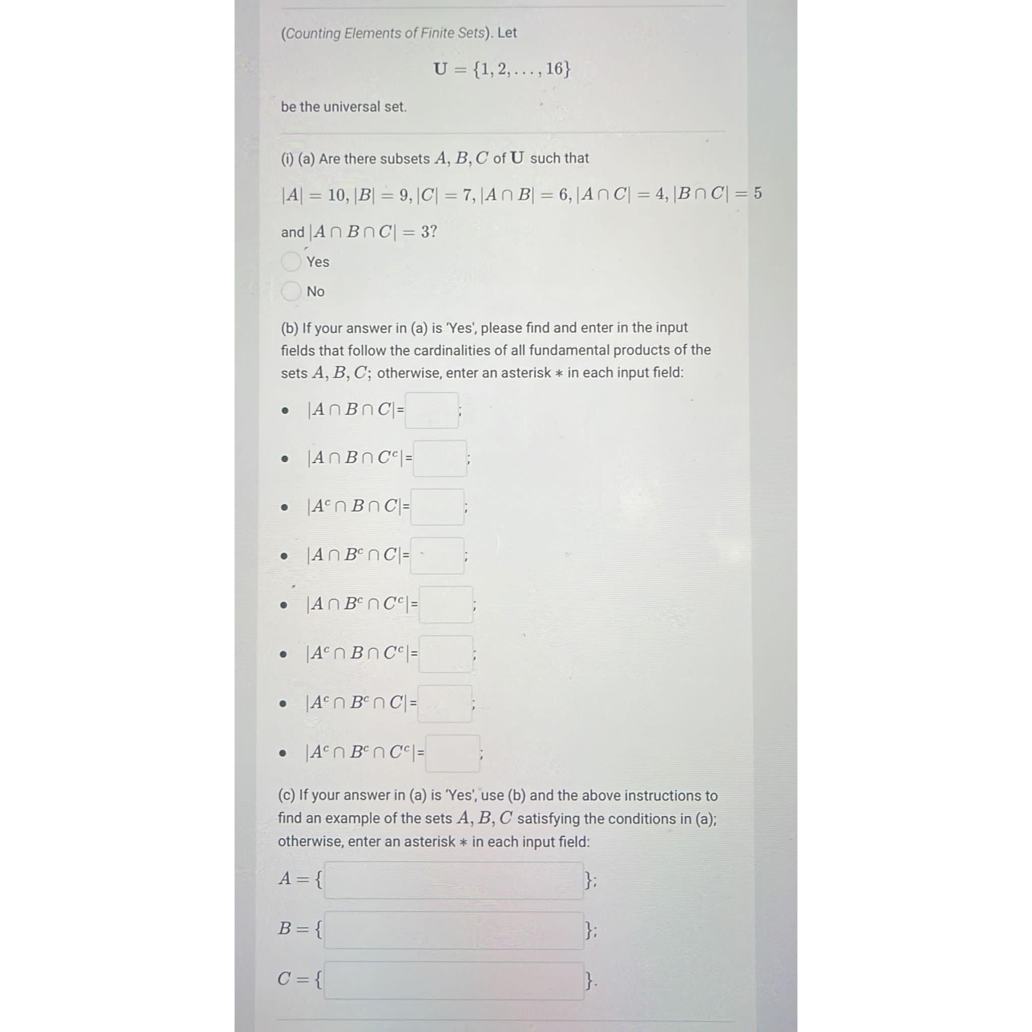 Solved (Counting Elements of Finite Sets). | Chegg.com