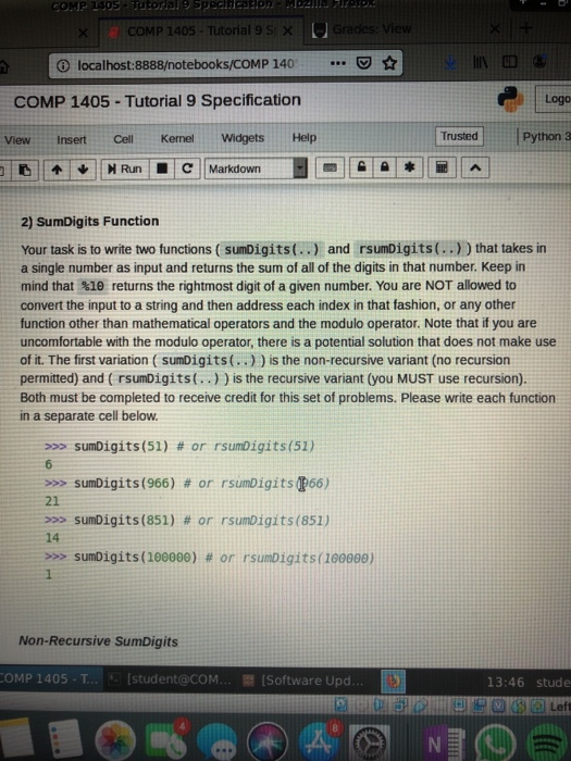 Solved COMP 1405 - Tutorial 9 Specification Model H D x COMP | Chegg.com
