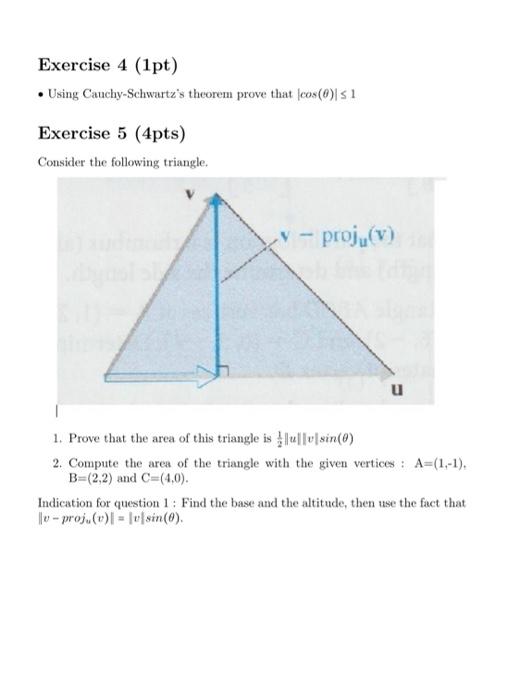 Solved Exercise 4 (1pt) . Using Cauchy-Schwartz's theorem | Chegg.com