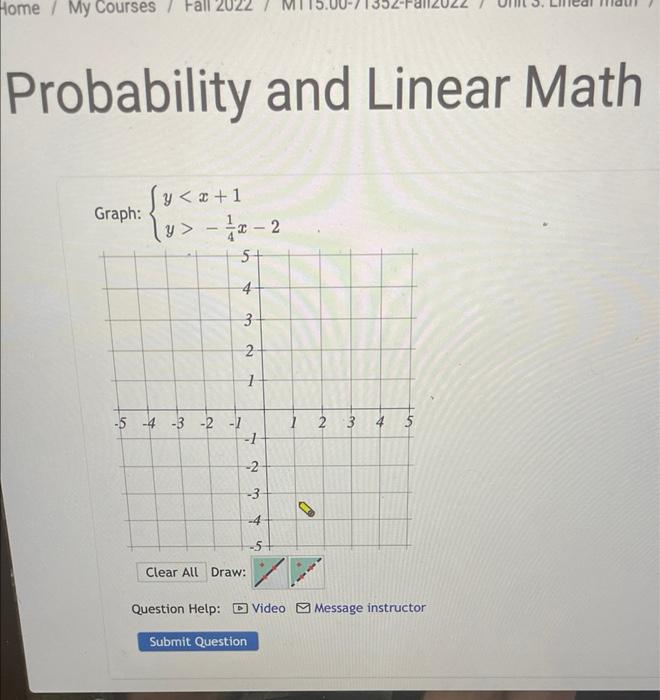 Solved Probability and Linear Math Graph: {y−41x−2 | Chegg.com