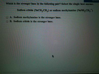 Solved Which is the stronger base in the following pair? | Chegg.com