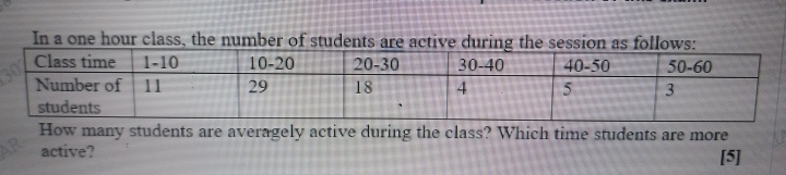 Solved In a one hour class, the number of students are | Chegg.com