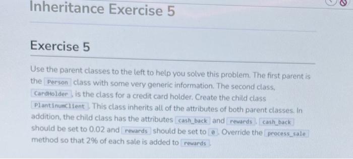 Use the parent classes to the left to help you solve | Chegg.com