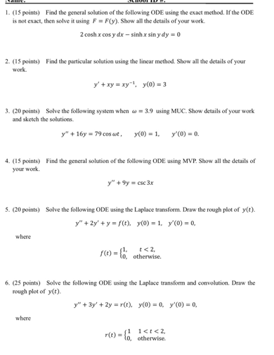 Solved (15 ﻿points) ﻿Find the general solution of the | Chegg.com