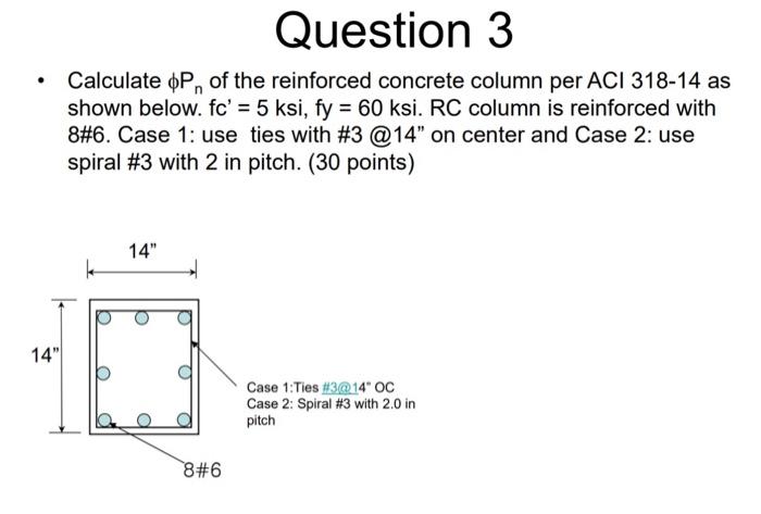 Solved - Calculate ϕPn of the reinforced concrete column per | Chegg.com
