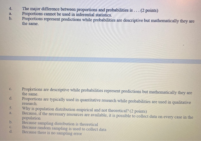 Solved The major difference between proportions and | Chegg.com