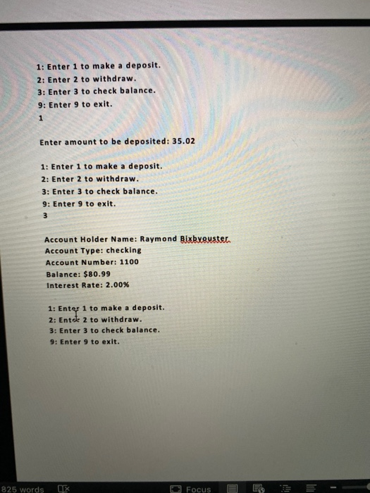 Solved Define the class bankAccount to implement the basic | Chegg.com