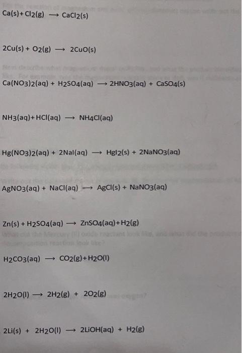 Solved For Each Of The Reactions Below Classify As A
