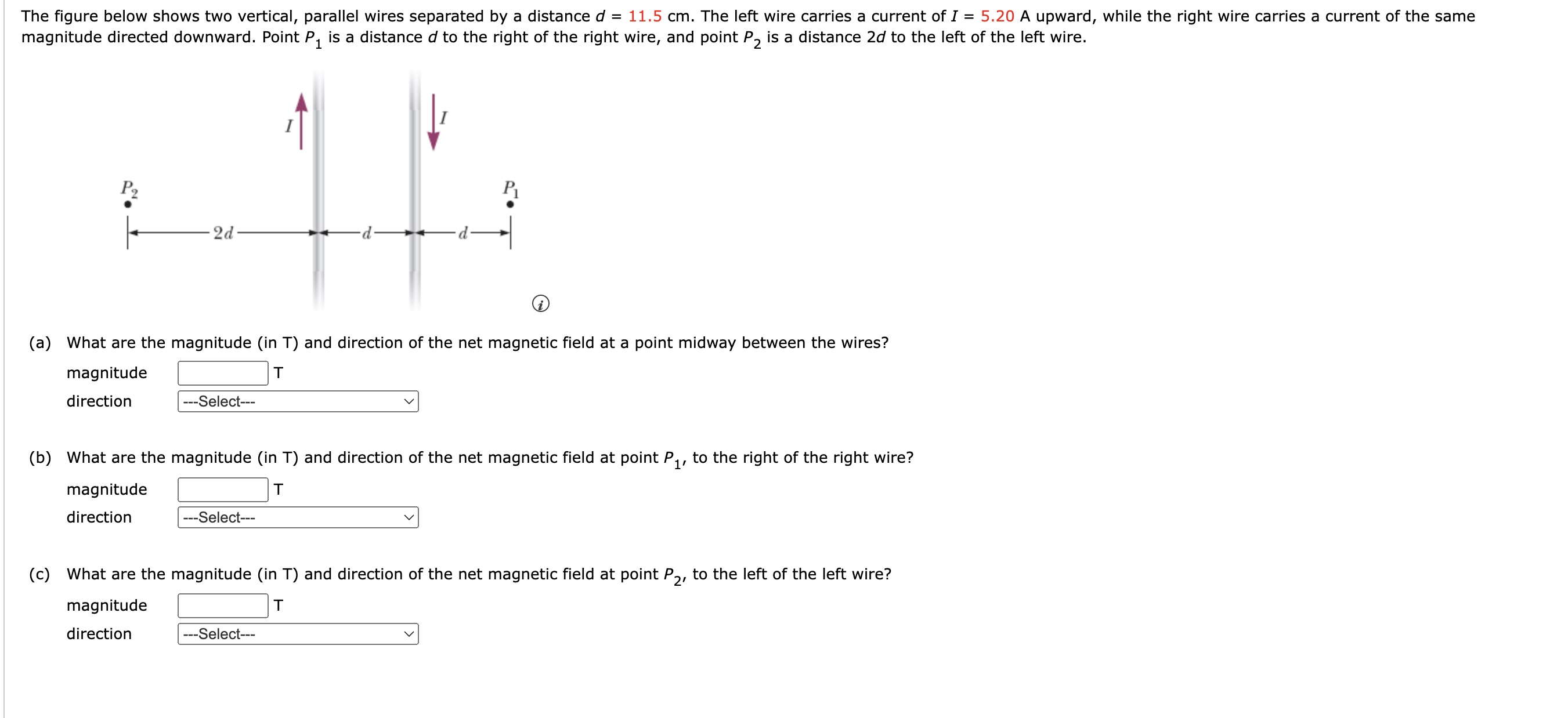 Solved magnitude directed downward. Point P1 ﻿is a distance | Chegg.com