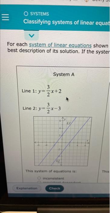 Solved For each system of linear equations shown best | Chegg.com