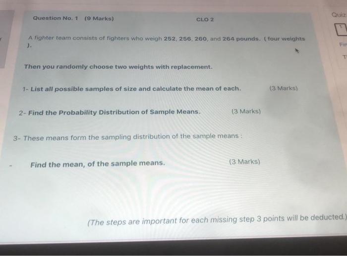 Solved Quiz Question No. 1 (9 Marks) CLÔ 2 A fighter team | Chegg.com
