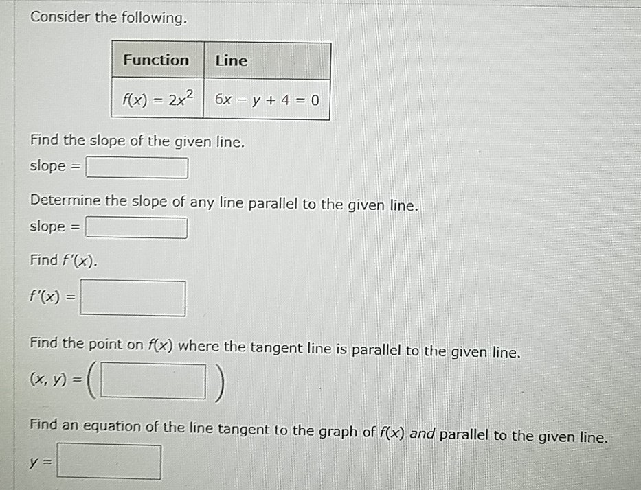 Solved Consider the following. Function Line F(x) = 2x2 6x – | Chegg.com