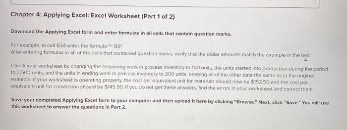 Solved Chapter 4: Applying Excel: Excel Worksheet (Part 1 of | Chegg.com
