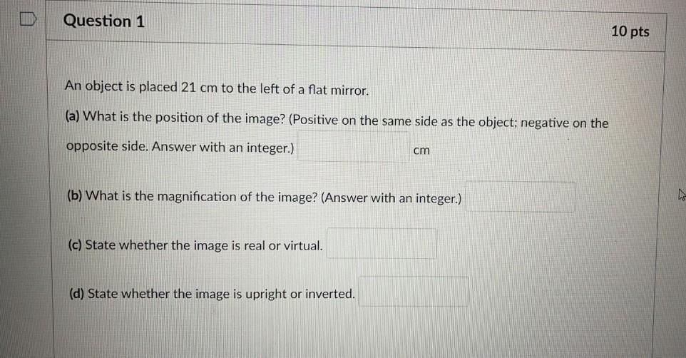 Solved Question 1 10 pts An object is placed 21 cm to the | Chegg.com
