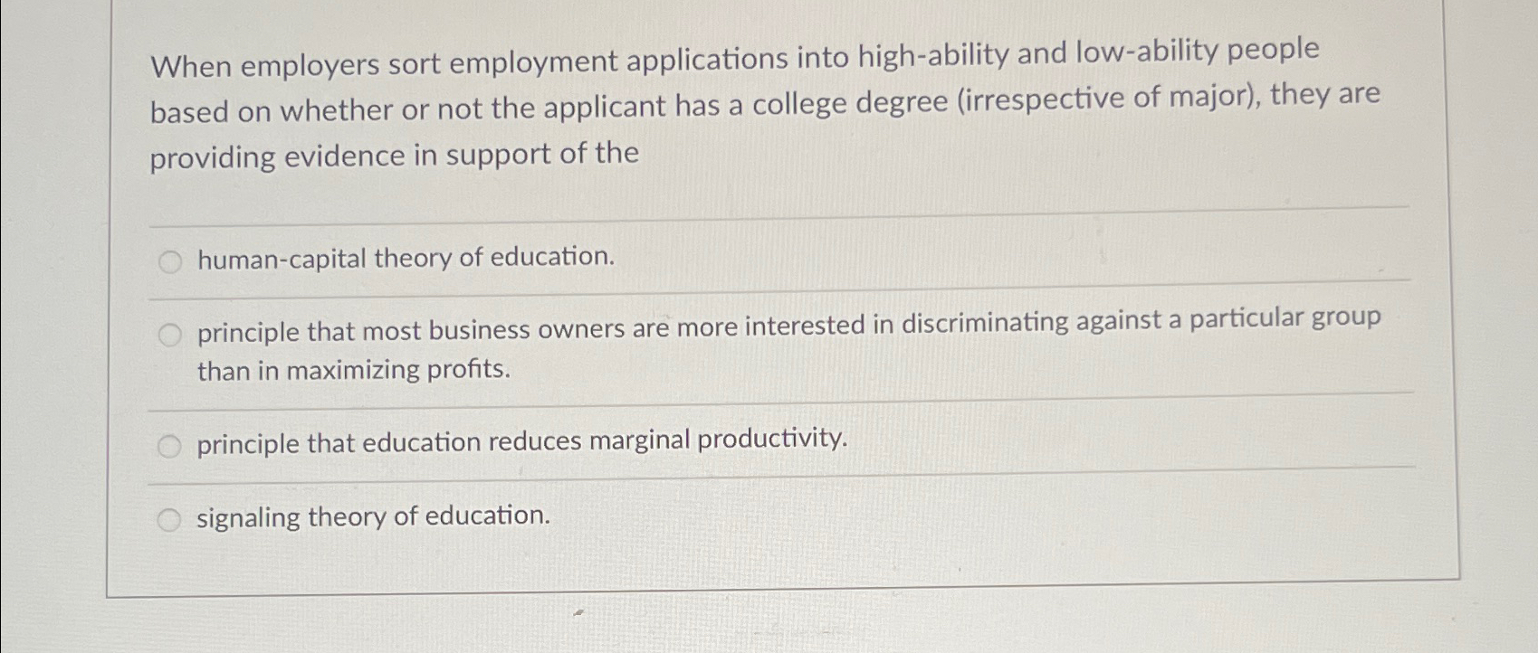 Solved When employers sort employment applications into | Chegg.com