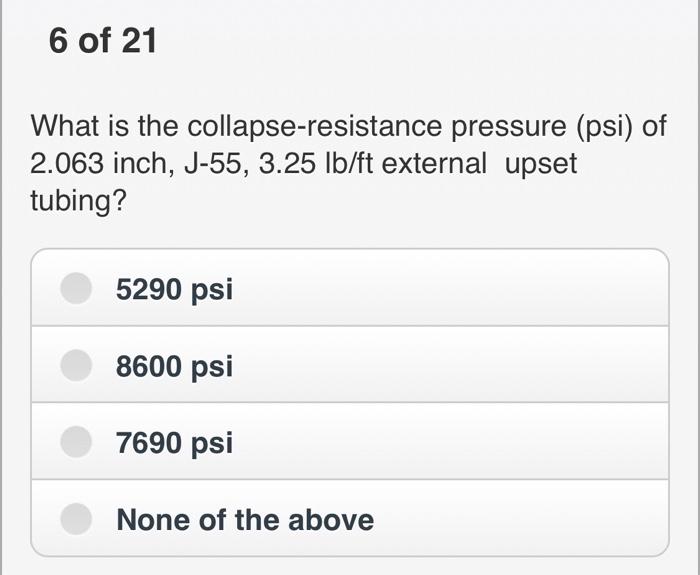 Solved What is the collapse-resistance pressure (psi) of | Chegg.com