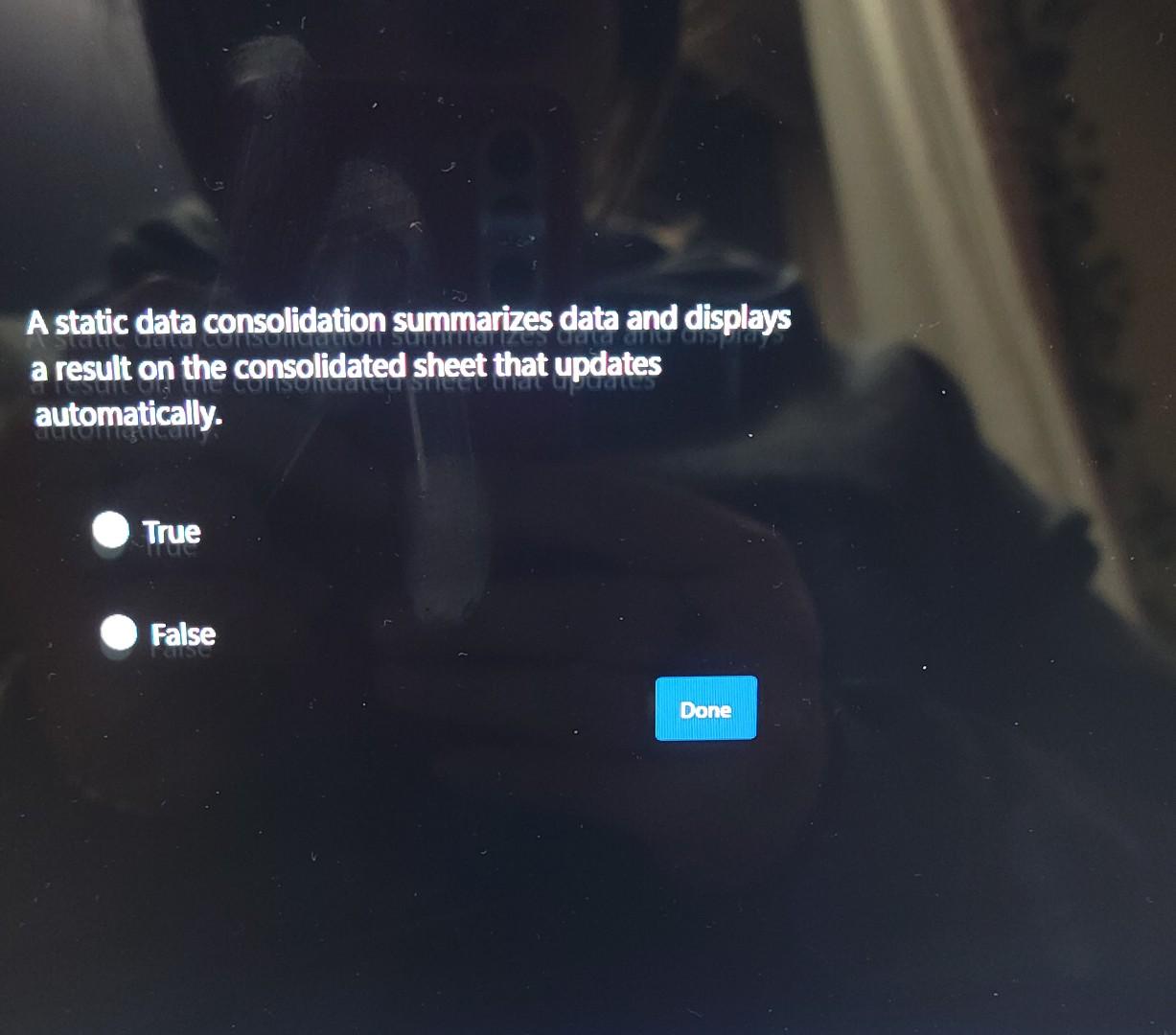 Solved A static data consolidation summarizes data and | Chegg.com