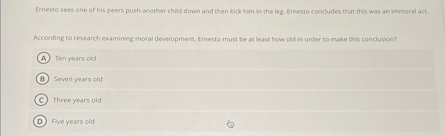 Solved Ernesto sees one of his peers push another child down | Chegg.com