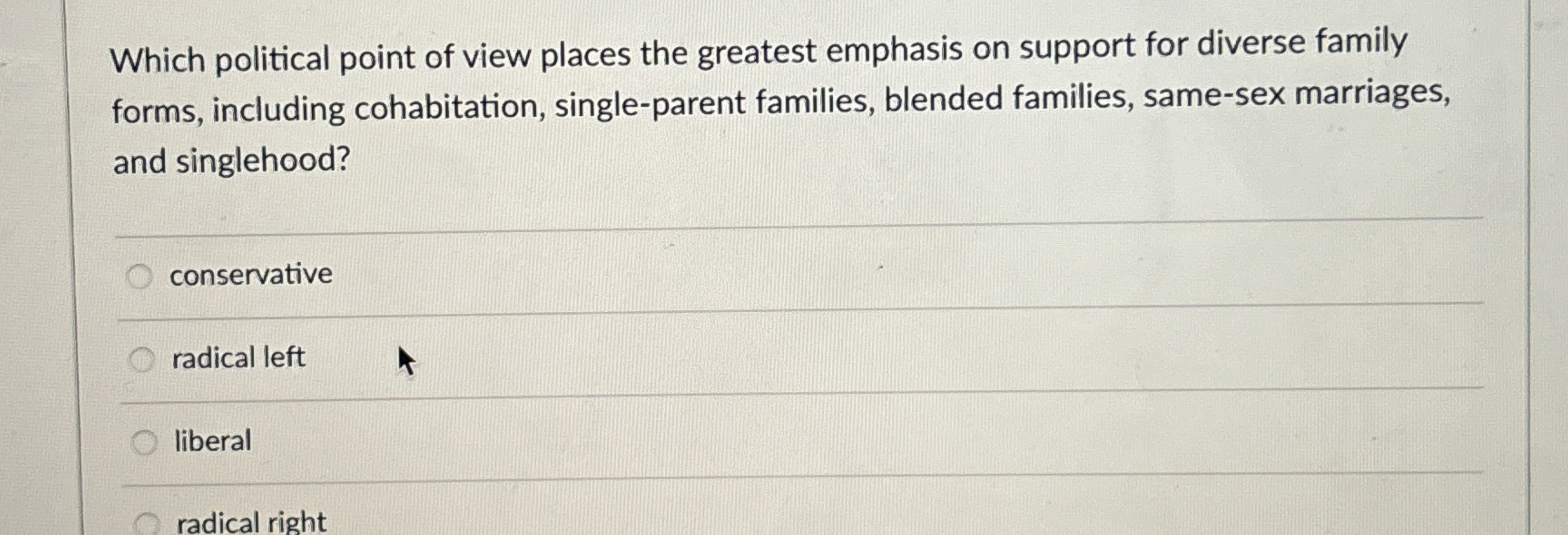 Solved Which political point of view places the greatest | Chegg.com