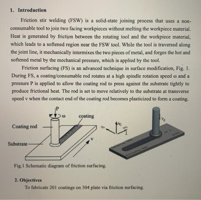 Solved 1. Introduction Friction stir welding (FSW) is a | Chegg.com