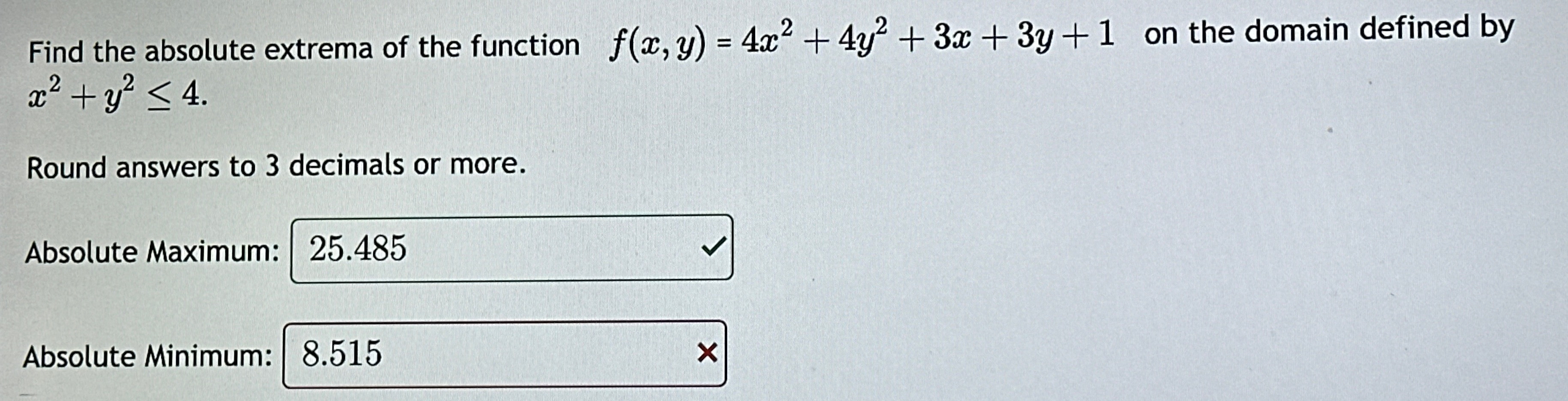 Solved Find the absolute extrema of the function | Chegg.com