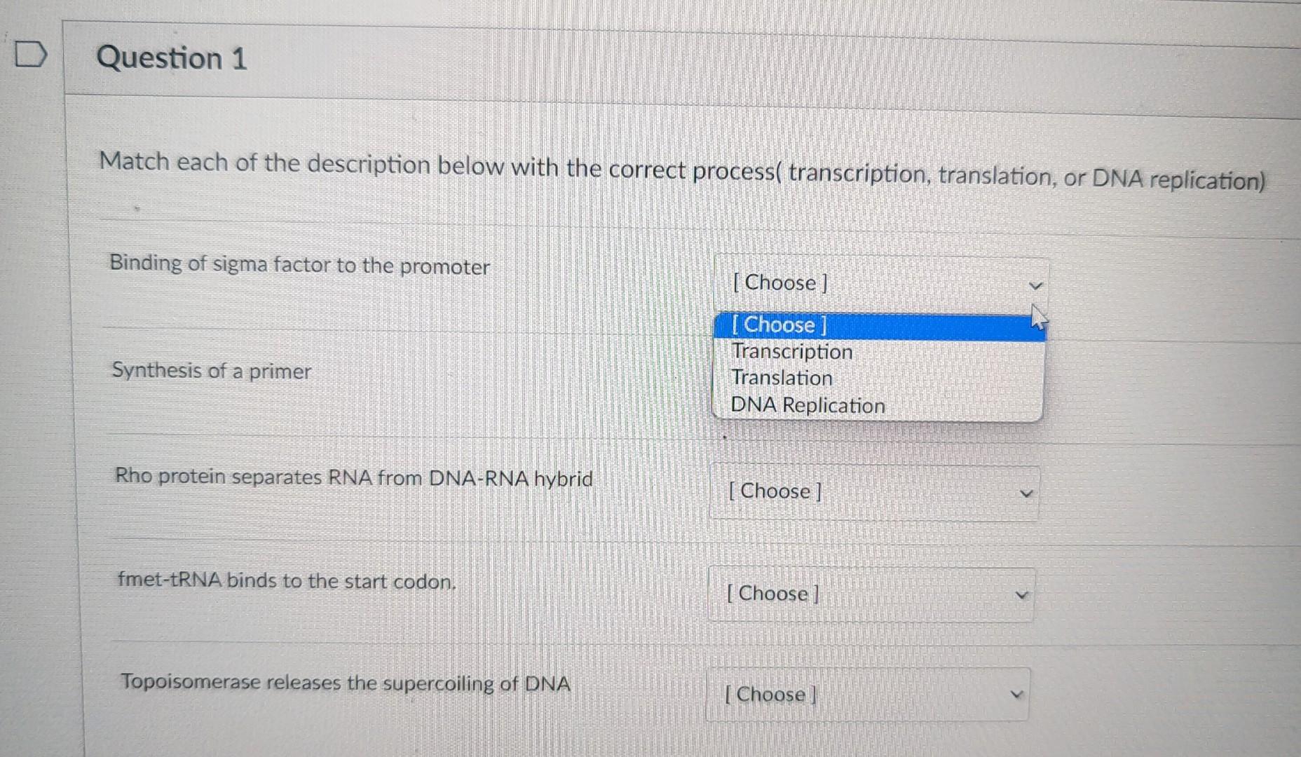 Solved Question 1 Match each of the descriptions below with | Chegg.com