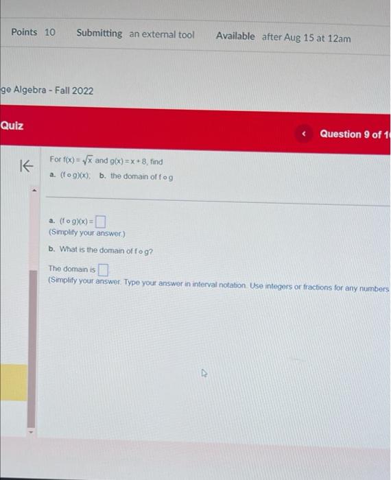 [solved] For F X Sqrt{x} And G X X 8 Find