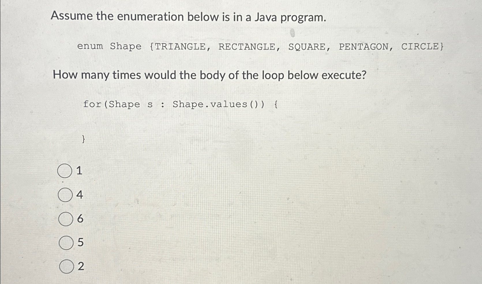 Solved Assume the enumeration below is in a Java | Chegg.com