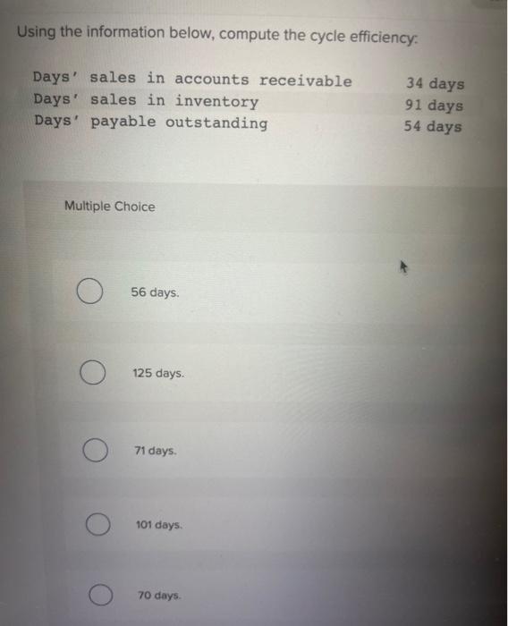 Solved Using the information below, compute the cycle | Chegg.com