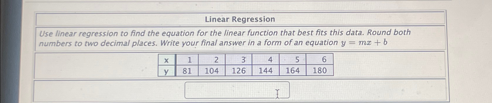 Solved Linear RegressionUse linear regression to find the | Chegg.com