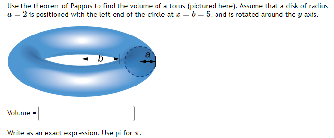 Solved Use the theorem of Pappus to find the volume of a | Chegg.com