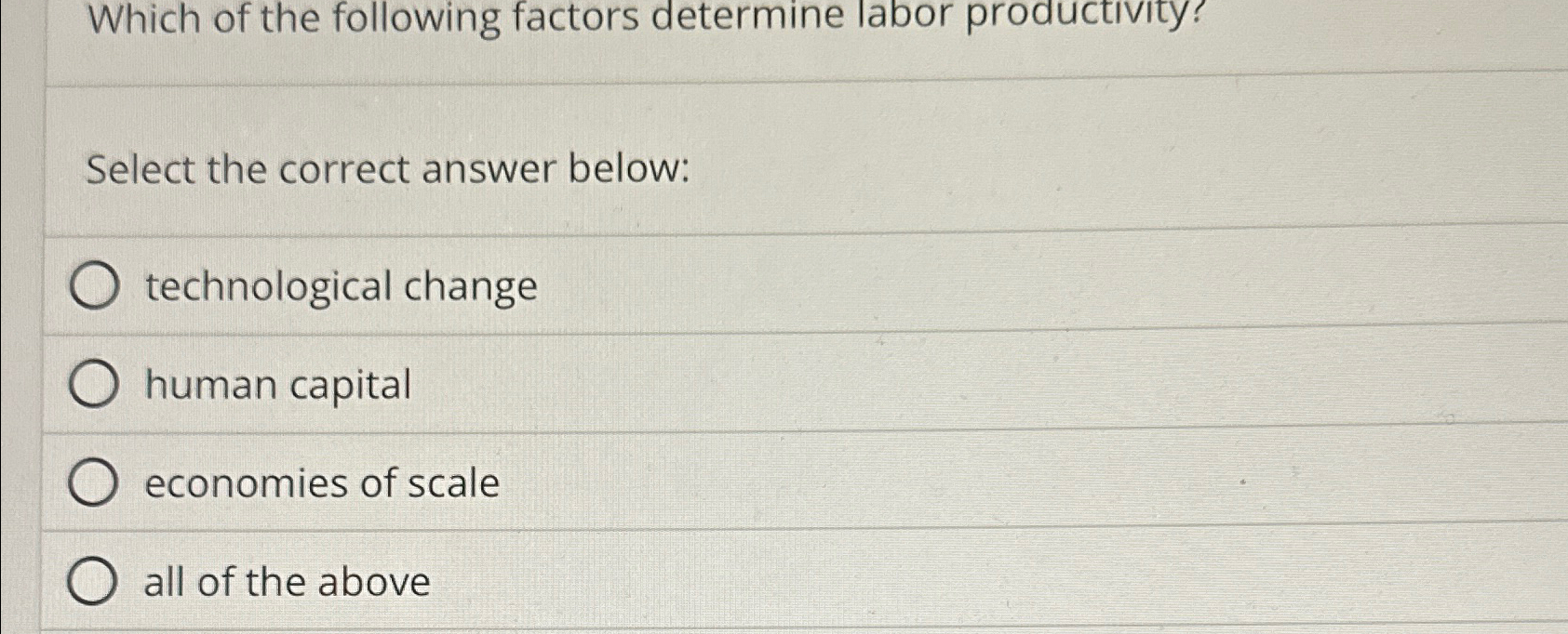 Solved Which of the following factors determine labor | Chegg.com