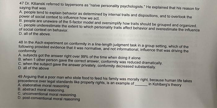 Solved 47 Dr. Kilianski referred to laypersons as "naîve | Chegg.com
