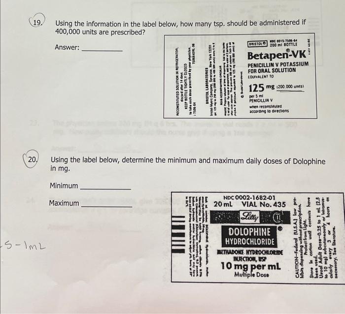 Solved Using the information in the label below, how many | Chegg.com