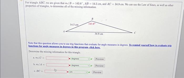 Solved Triangle ABC is shown below with all three side | Chegg.com