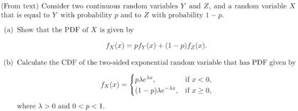 Consider two continuous random variables Y and a | Chegg.com