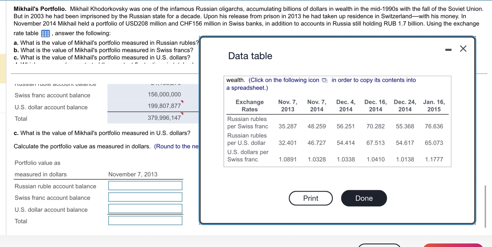 Solved Mikhail's Portfolio. Mikhail Khodorkovsky was one of | Chegg.com