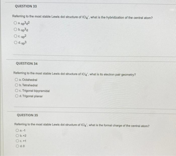 Solved Referring to the most stable Lewis dot structure of | Chegg.com