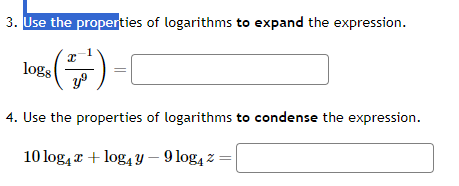 Solved Use the properties of logarithms to expand the | Chegg.com